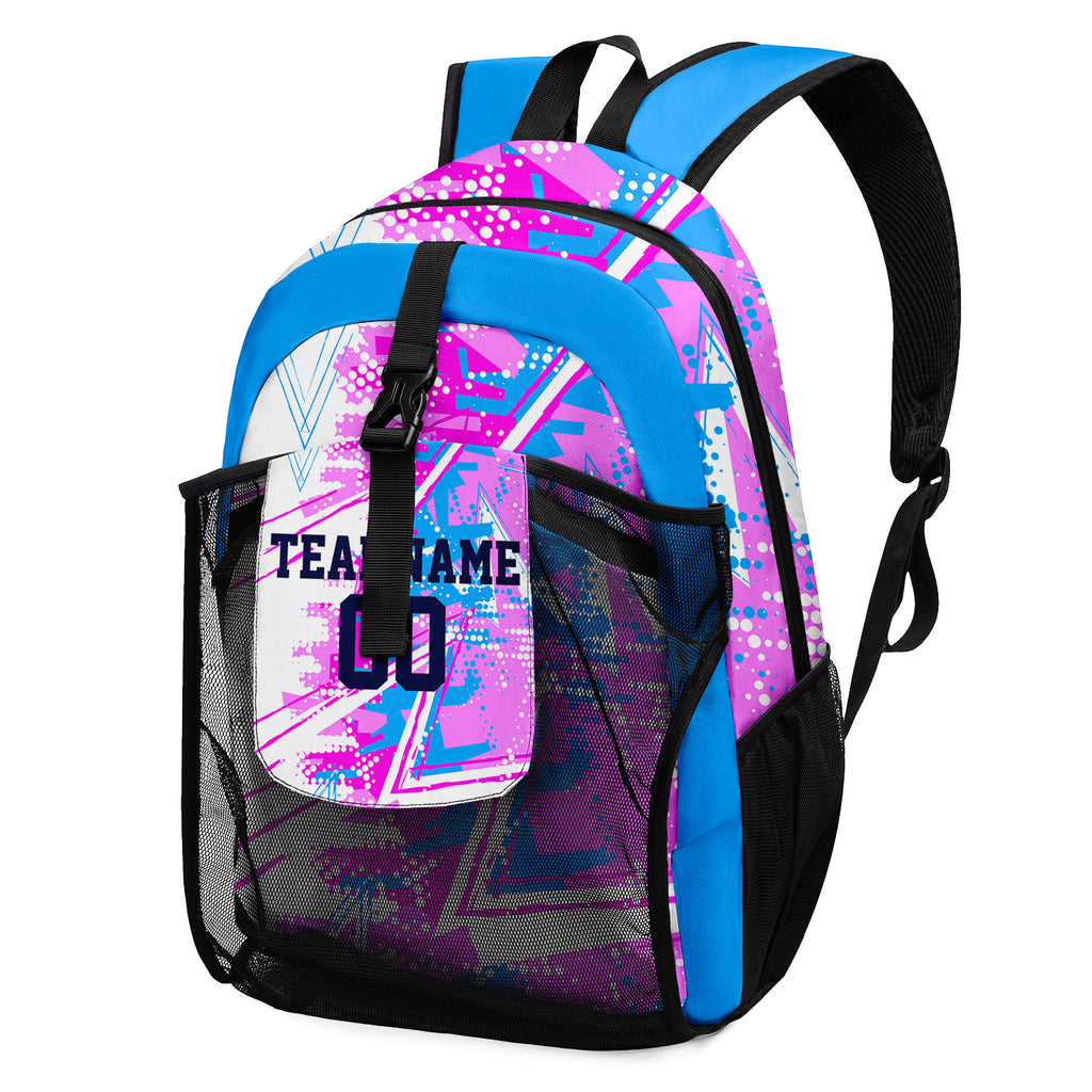 Customize Pink Blue Sports Backpacks Featuring Personalized Names, Num ...