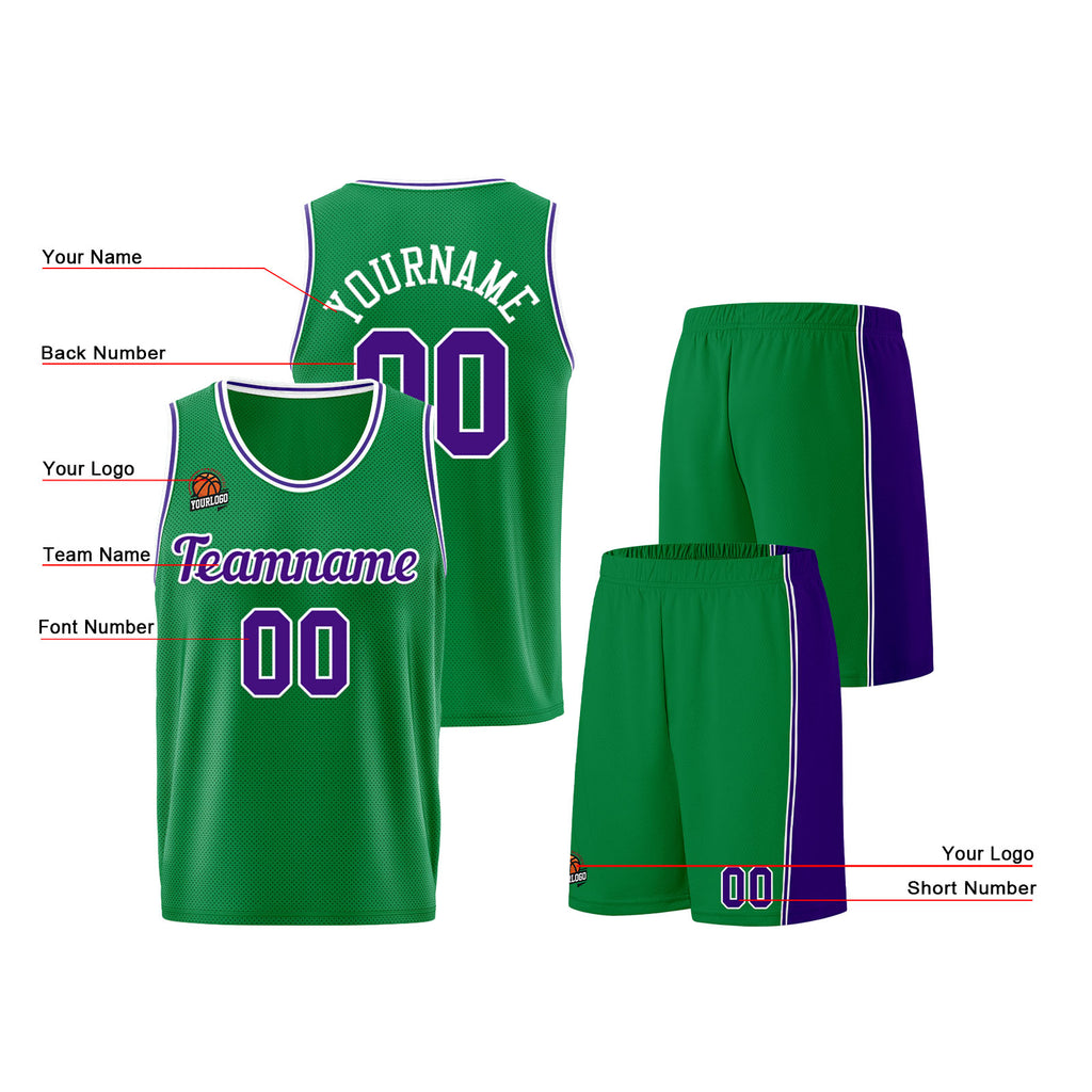 Custom Kelly Green Purple Basketball Jersey for Men Women Adult Youth ...