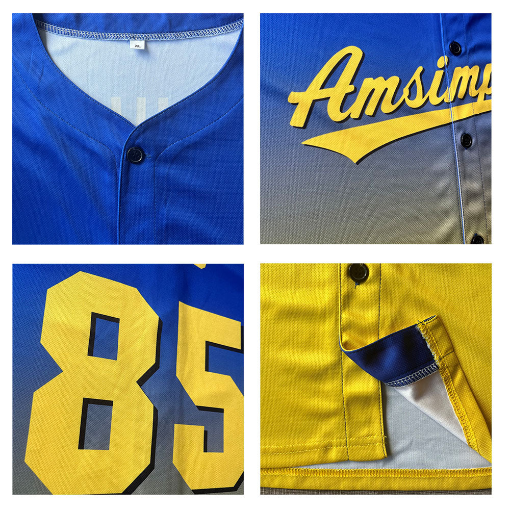 Custom Full Print Design Baseball Jersey purple-blue-yellow – Vients
